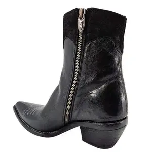 MADISON MAISON Cowboy Pointy Toe Star Ankle Boots - Black