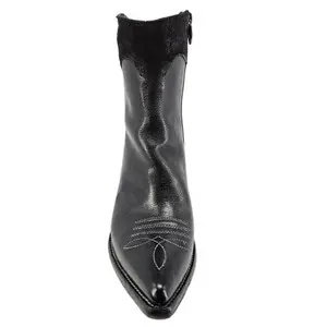 MADISON MAISON Cowboy Pointy Toe Star Ankle Boots - Black