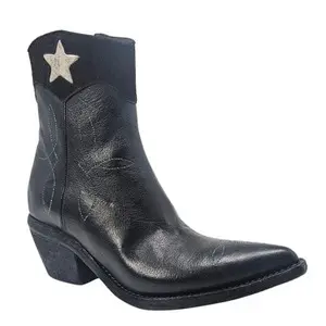 MADISON MAISON Star Motif Pointed Toe Ankle Boots - Black
