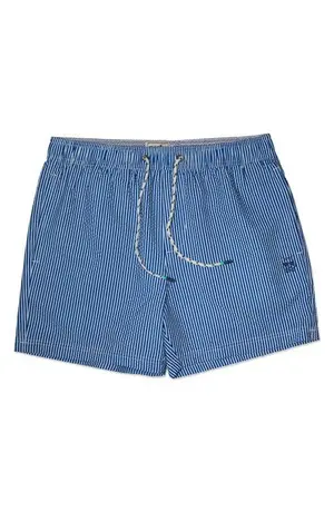 PARTY PANTS Stripe Party Starter 5-inch Swim Trunks - Blue