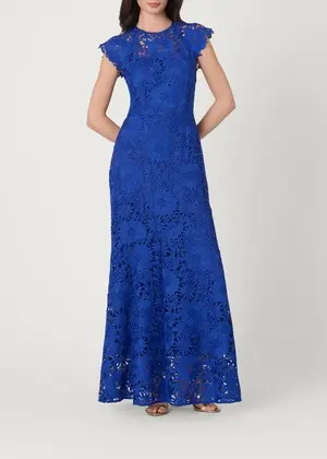 Shoshanna Midnight Garden Lace Raven Dress - Cobalt