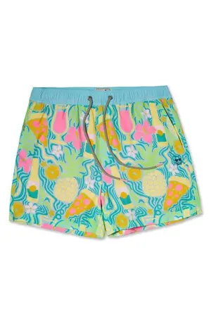 PARTY PANTS Vacay Vibes Happy Hour 5-inch Swim Trunks - Light Blue