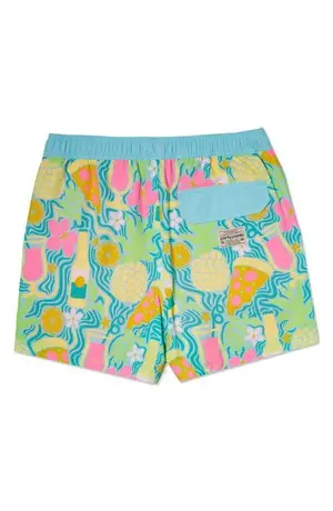PARTY PANTS 5-inch Inseam Tropical Print Swim Trunks