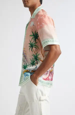 Casablanca Ethereal Print Silk Camp Shirt - Silk Twill