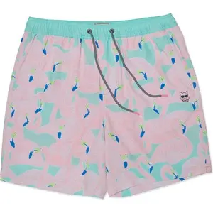 PARTY PANTS Flockin' Aye Happy Hour 5-inch Swim Trunks - Mint Green
