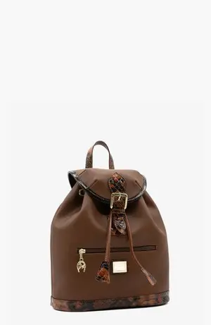 CAVALINHO Leather And Canvas Backpack - Camel Brown