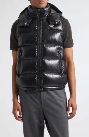 Moncler Bormes Down Puffer Vest With Removable Hood - Black