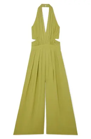 REISS Lainey Wide Leg Halter Jumpsuit