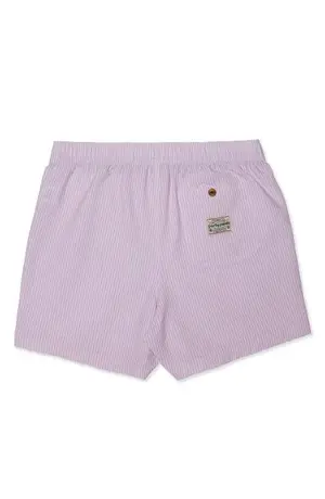 PARTY PANTS Stripe Party Starter 5-inch Swim Trunks - Pink