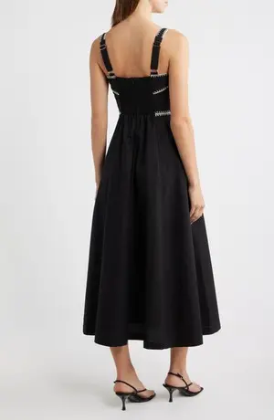 Moon River Contrast Stitch Fit & Flare Dress