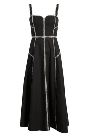 Moon River Contrast Stitch Fit & Flare Dress