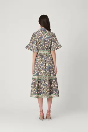 Shoshanna Alix Paisley Print Midi Shirt Dress