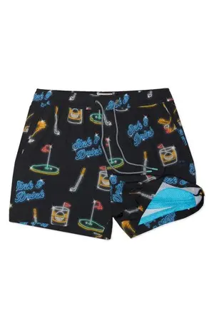PARTY PANTS Sink N' Drink Happy Hour' 5-inch Inseam Swim Trunks