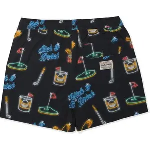PARTY PANTS Sink N' Drink Happy Hour' 5-inch Inseam Swim Trunks - Black