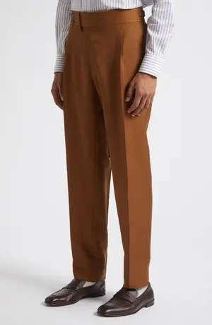 Isaia Pleated Wool-mohair Blend Trousers With Silk