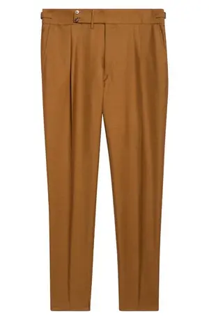 Isaia Pleated Wool-mohair Blend Trousers With Silk