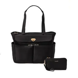 BAGGALLINI Coastal Flip Lock Tote - Black