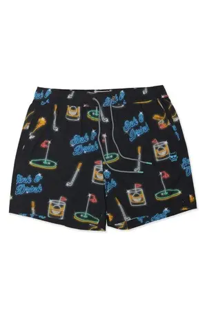 PARTY PANTS Golf Print Swim Trunks