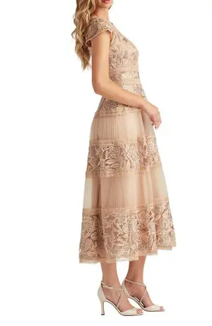 Tadashi Shoji Lace And Mesh Midi Dress