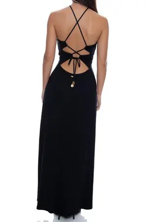 Luli Fama Inner Circle Halter Ring Long Dress