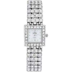 PEUGEOT Jeweled Swarovski Strands Bracelet Watch- 22mm - Silver