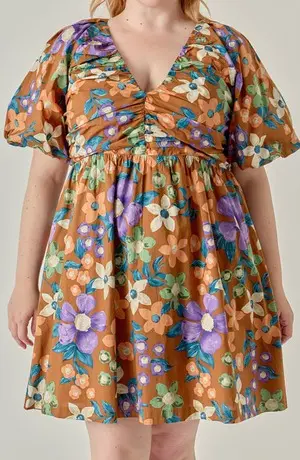 English Factory Floral Puff Sleeve Minidress