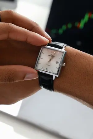 PEUGEOT Square Calendar Leather Strap Watch - Silver