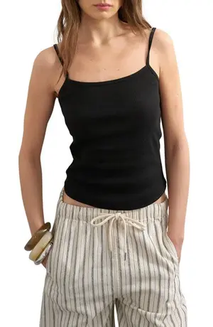 Topshop Ribbed Micro Camisole - Black