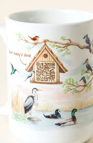 UNCOMMON GOODS Birdwatcher Interactive Qr Mug