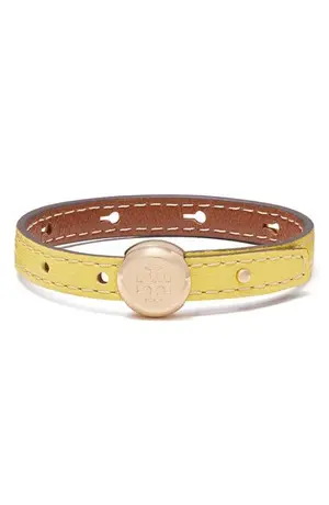 Tory Burch Romy Leather Bracelet - Light Brass/calendula
