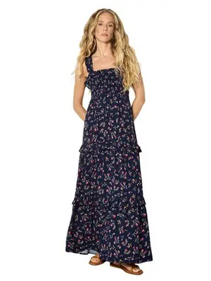 APRICOT Ditsy Floral Smock Maxi Dress - Navy
