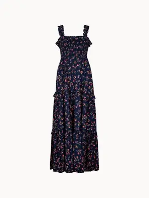 APRICOT Ditsy Floral Smock Maxi Dress - Navy