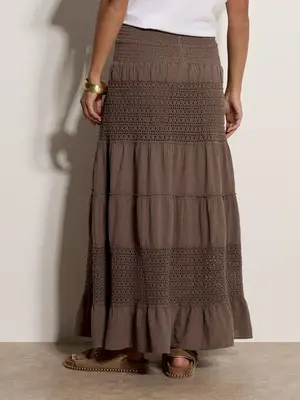 APRICOT Crochet Detail Tiered Skirt