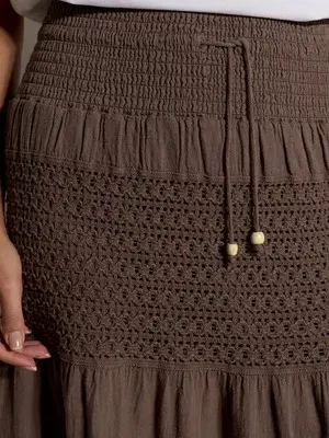 APRICOT Crochet Detail Tiered Skirt
