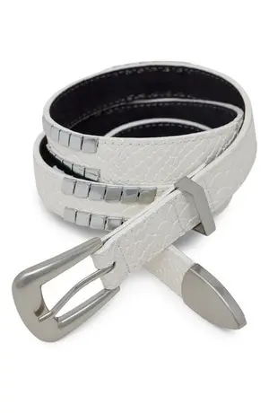 Mnml Embossed Scale Leather Belt - Off White