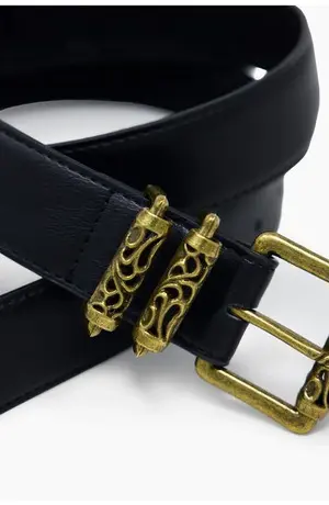 Mnml Engraved Leather Roller Buckle Belt