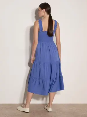 APRICOT Slub Smock Tiered Midi Dress