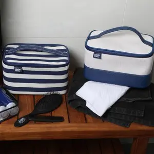 LANDS' END Large Makeup Bag Train Case With Travel Bottles