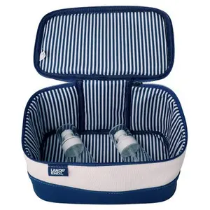 LANDS' END Large Makeup Bag Train Case With Travel Bottles