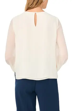 Vince Camuto Gathered Crewneck Long Sleeve Top