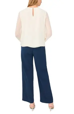 Vince Camuto Gathered Crewneck Long Sleeve Top