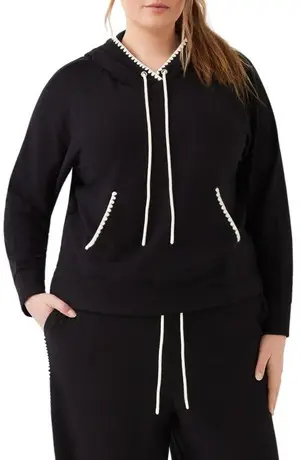 Karen Kane Edge Stitch Hoodie - Black