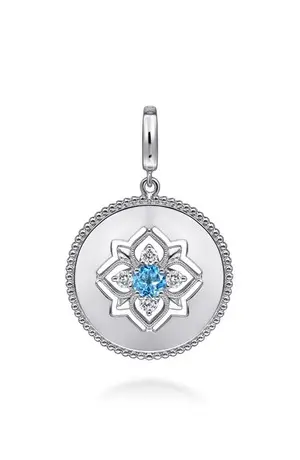 Gabriel & Co. Sterling Silver Gemstone Medallion Pendant - Blue/sterling Silver