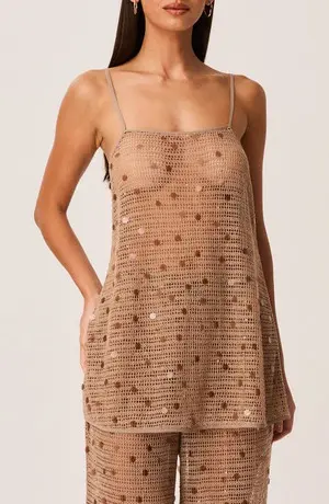 SNDYS. Kalena Sequin Open Knit Longline Top