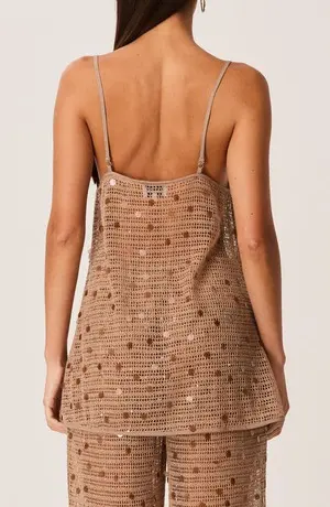 SNDYS. Kalena Sequin Open Knit Longline Top