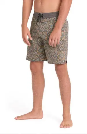 BILLABONG Good Times" Floral Print Board Shorts - Slate Black
