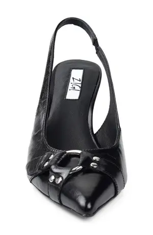 ZIGI Buena Studded Slingback Pumps - Black Leather