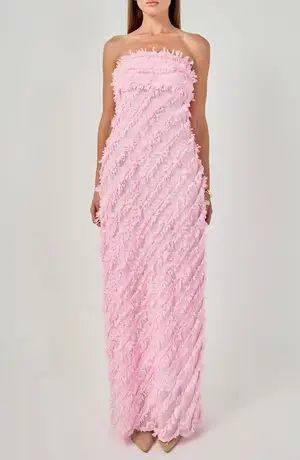 Endless Rose Strapless Ruffled Maxi Dress - Pink