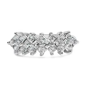 HAUS OF BRILLIANCE Sterling 1 1/4 Ctw Princess Diamond Cluster Band Ring At Nordstrom
