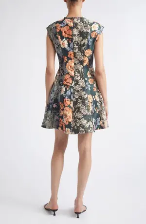 JASON WU Mixed Floral Jacquard Fit & Flare Minidress